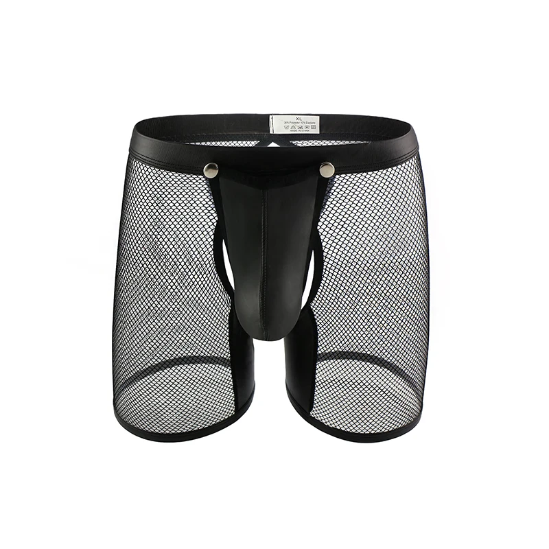 Fishnet Boxer Brief with Snap Button Crotch | Free Shipping!